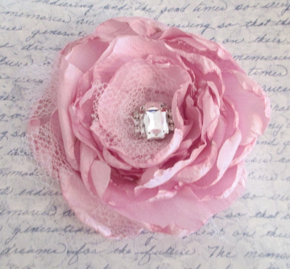 Wedding Accessories Pink Flower Brooch Corsage Hair Clip | Etsy