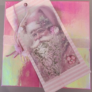 Merry Christmas Gift Tag, Pink Christmas, Holiday Tag, Santa Clause Tag ...