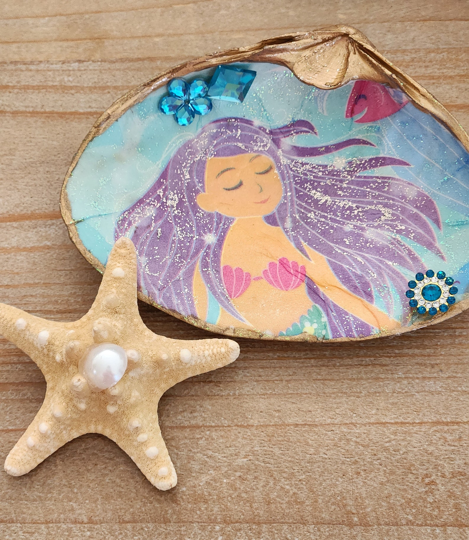 Swimming Mermaid Decoupage Clam Shell Ring Dish Mermaid - Etsy