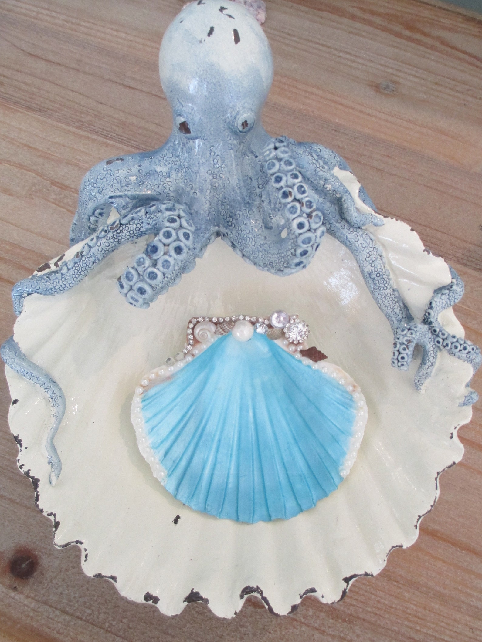 Seashell Ring Dish Mermaid Gift Trinket Tray Teal Ring | Etsy