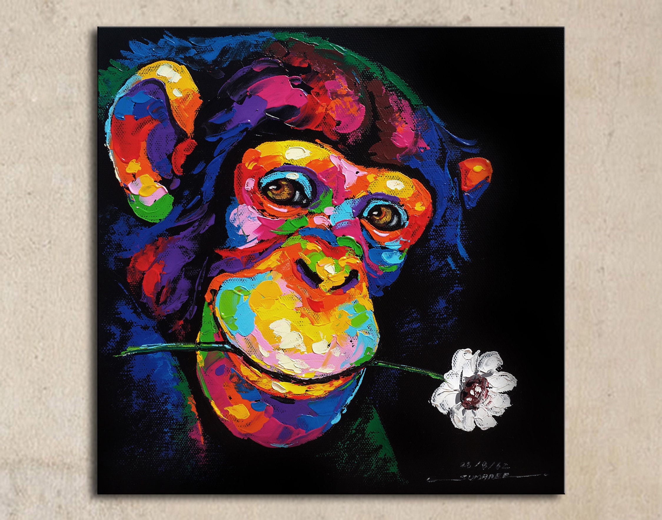 Pintura acrílica mono lindo sobre lienzo | Etsy