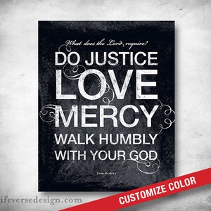 Micah 6:8 Do Justice Love Mercy Scripture Art Inspirational - Etsy
