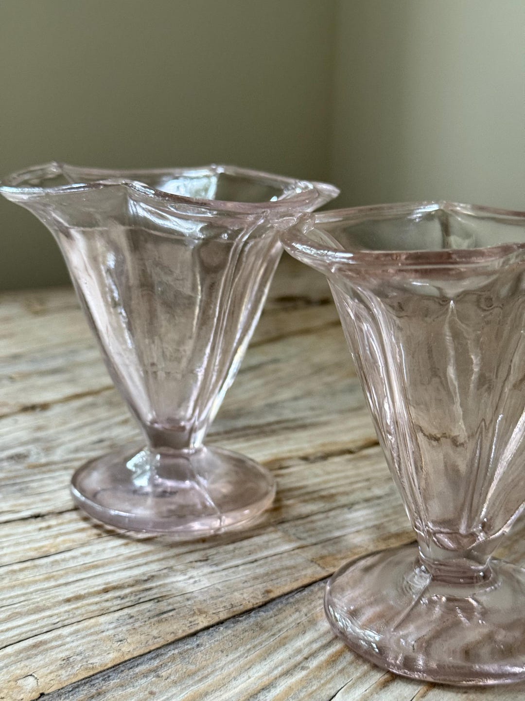 Antique Pink Glass Sundae Cups - Etsy