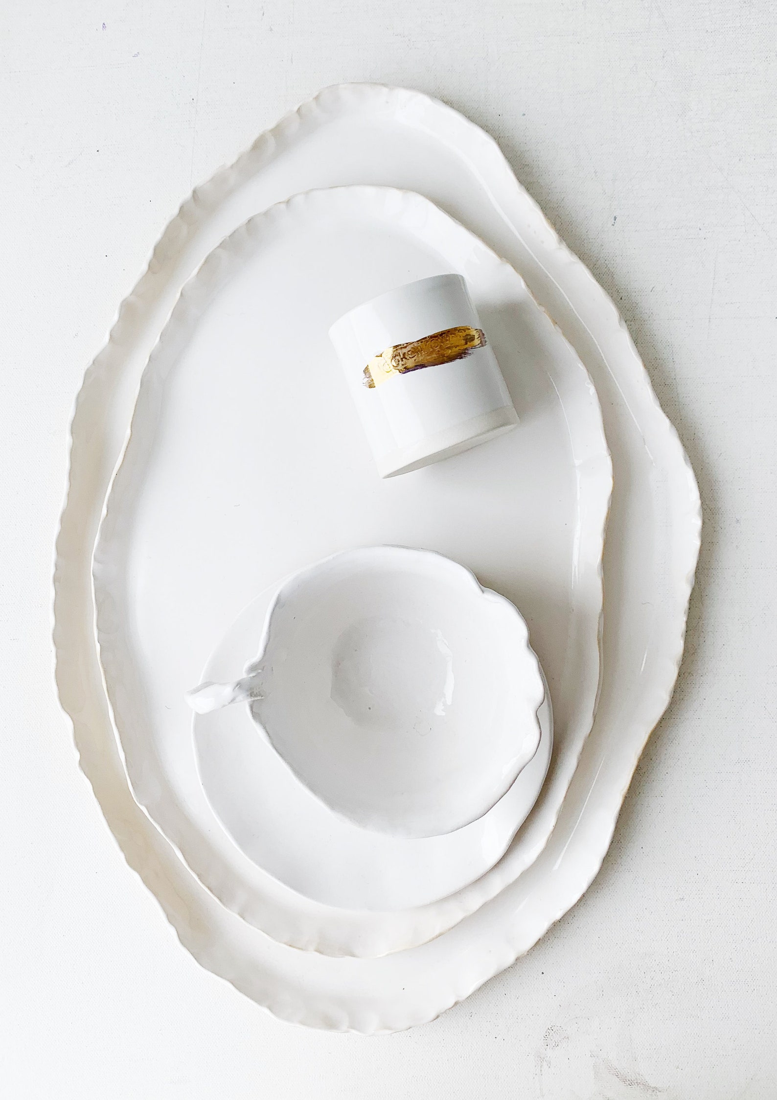 Handmade Ceramic Platter, Medium Size Wave Edge Platter, Serving ...