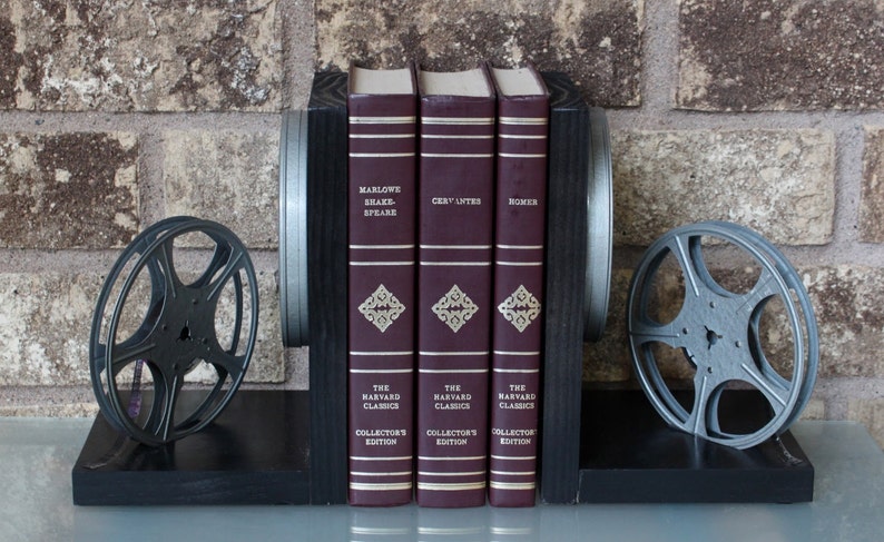 Vintage 8mm Film Reel Bookends DVD Holder Movie Theater | Etsy