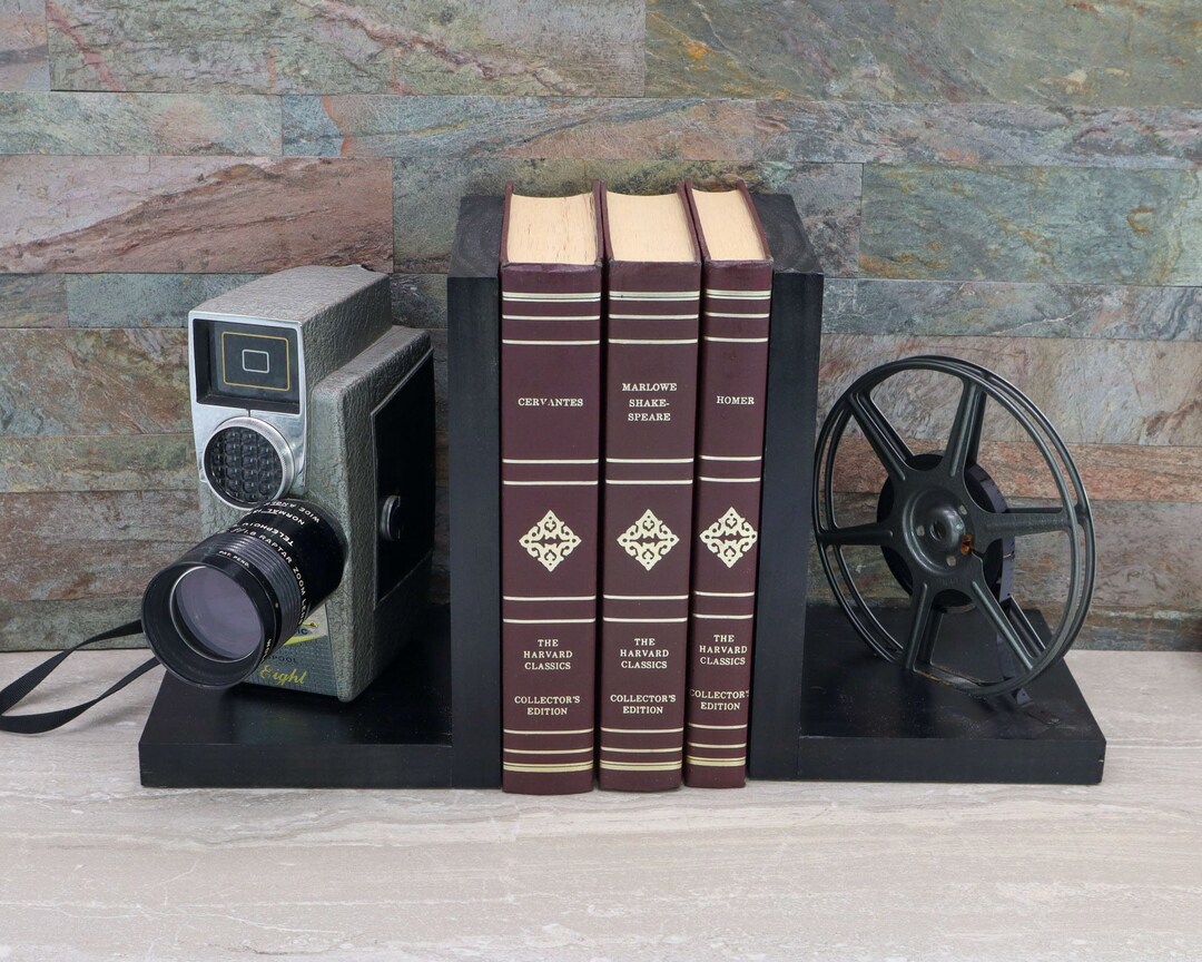 Revere Cine Zoom Vintage Camera Bookends, DVD Holder, Movie Room , Home ...