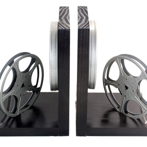 Vintage 8mm Film Reel Bookends, DVD Holder, Movie Room - Home Theater ...