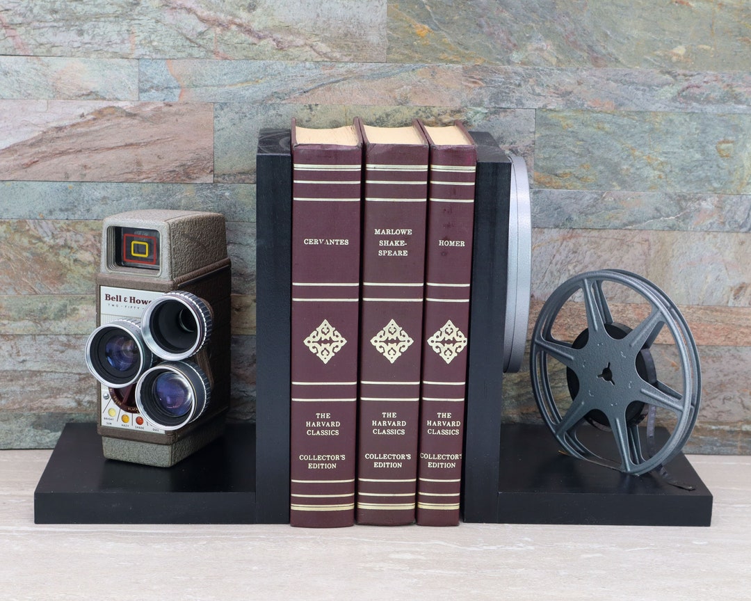 Vintage Movie Camera Bookends, Bell and Howell, DVD Holder, Home ...