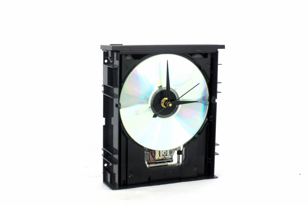 Upcycled Black & Silver DVD Drive Clock Tower - Modern Desk Clock ...