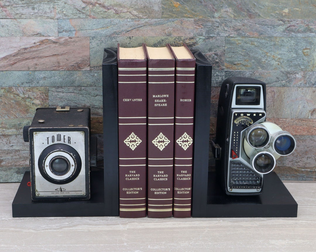 Vintage Tower Camera Bookends DVD Holder Movie Theater - Etsy