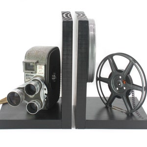 Wooden Vintage Movie Camera Bookends, Movie Room & Home Theater ...