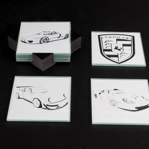 Porsche Coaster Set for Drinks With Holder, Barware, Set of 4 or 6 - Etsy