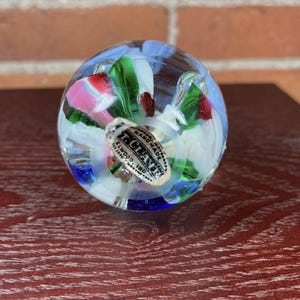 Vintage St. Clair Art Glass Paperweight – Light Blue Flowers With ...