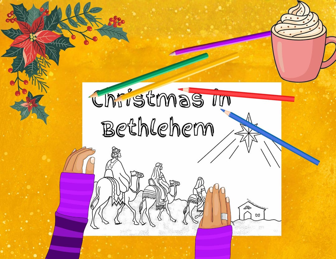 Christmas in Bethlehem Coloring Page Printable | Christian Nativity ...