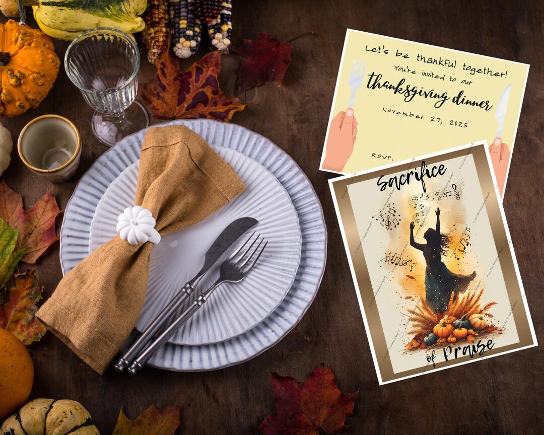 Sacrifice of Praise Thanksgiving Dinner Invitation | Handwritten Party ...