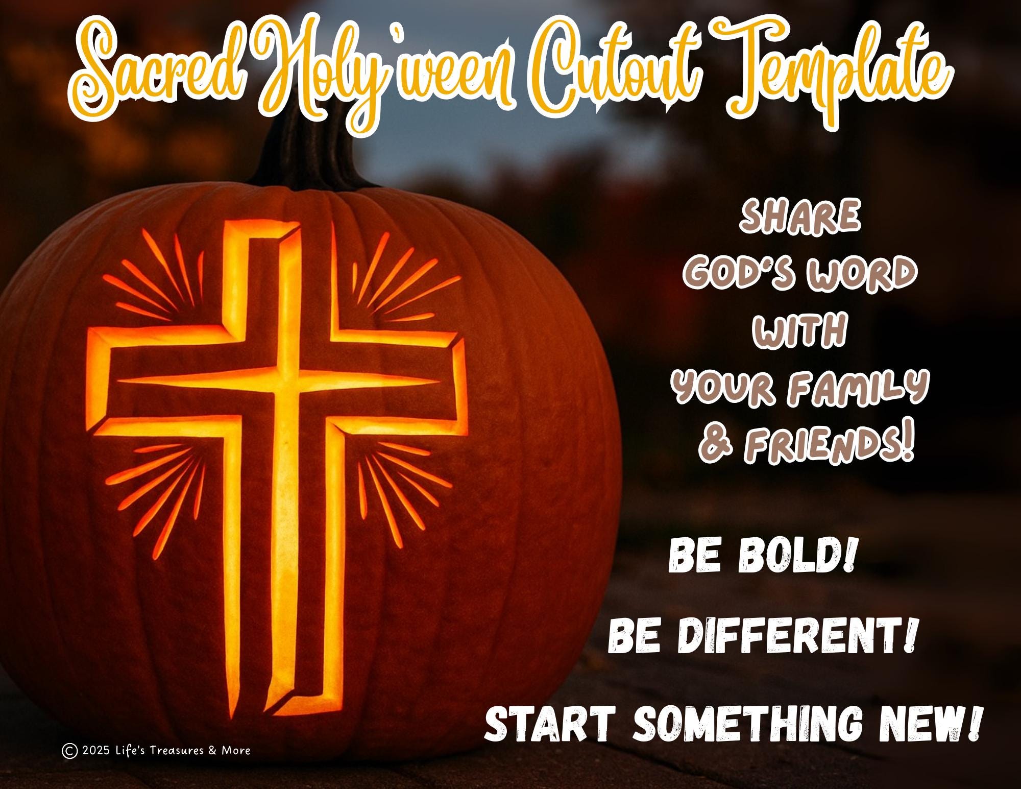 Cross Holyween Pumpkin Cutout Medium Level | Christian Halloween ...