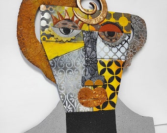 Decorative Wooden Wall Art Abstract Face Handmade 3D Mask for ...