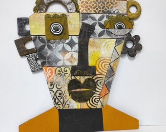 Decorative Wooden Wall Art Abstract Face Handmade 3D Mask for ...