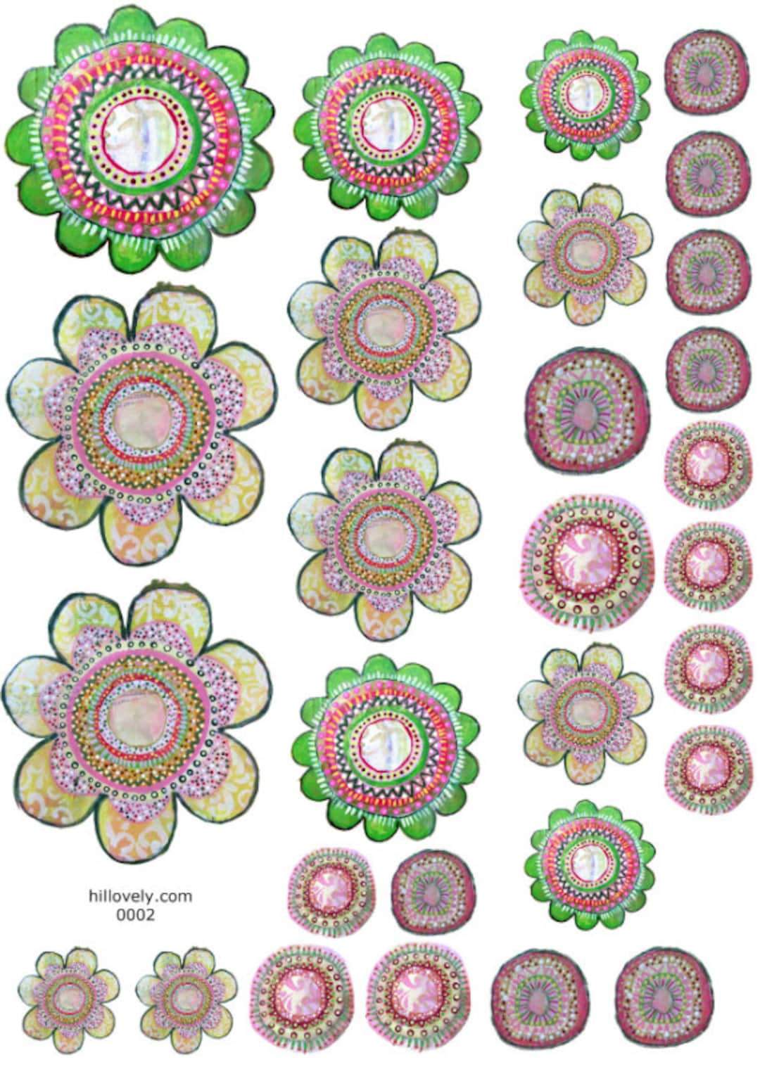 Digital Image, Clip Art ,digital Papers,flowers and Circles, for Mixed ...