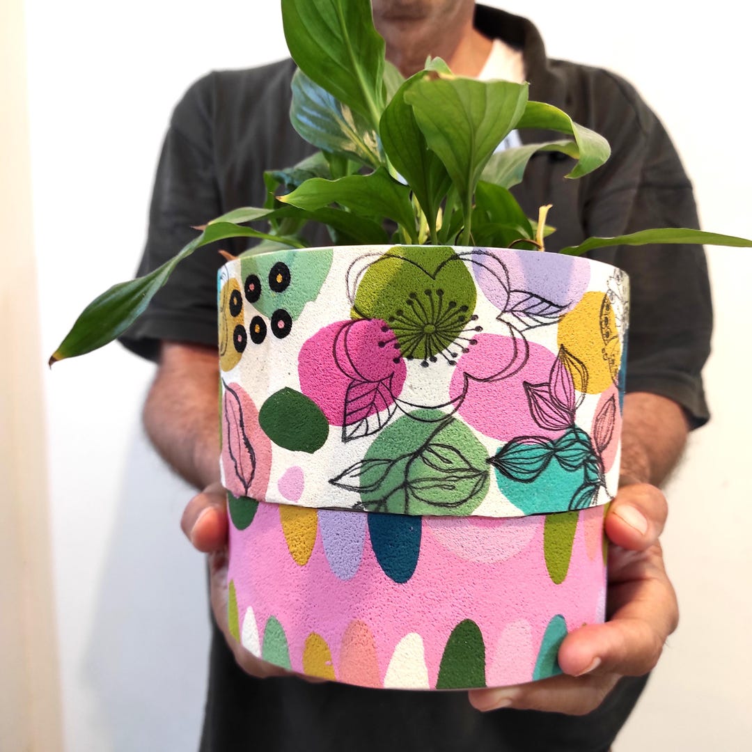 Funky Colorful Indoor Flower Pot - Etsy
