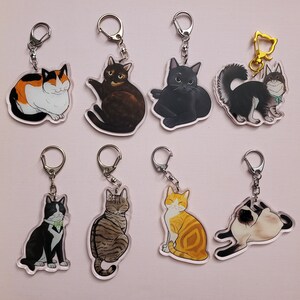 Cat Acrylic Charm Keychain - Etsy