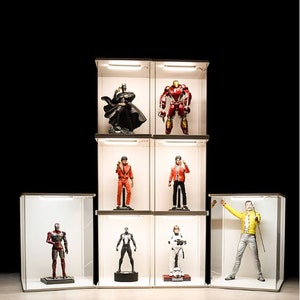 12" 16" Figure Display Case LED DIY USB Standing Stack Type_free ...