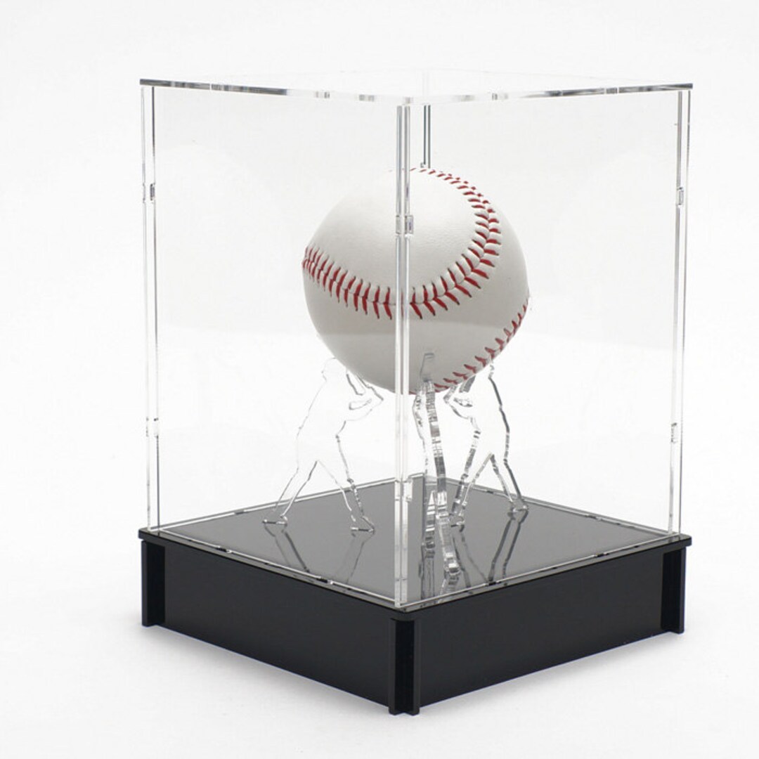CLEAR Acrylic Baseball Holder & Case With Black Acrylic Base - Etsy
