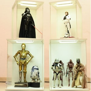 12" 16" Figure Display Case LED DIY USB Standing Stack Type_free ...