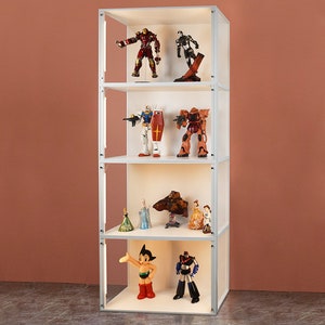 LED Figure Display Case 3 Colors Sliding Transparent Door Standing ...