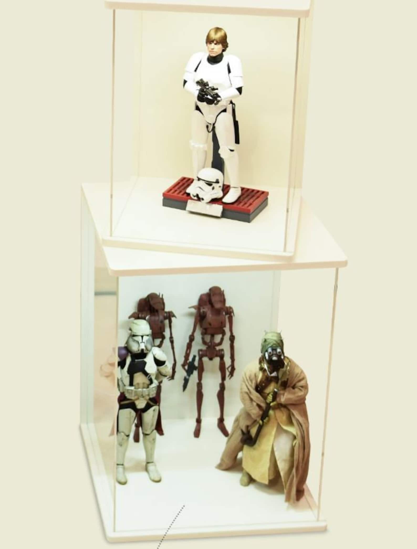 12" 16" Figure Display Case LED DIY USB Standing Stack Type_free ...