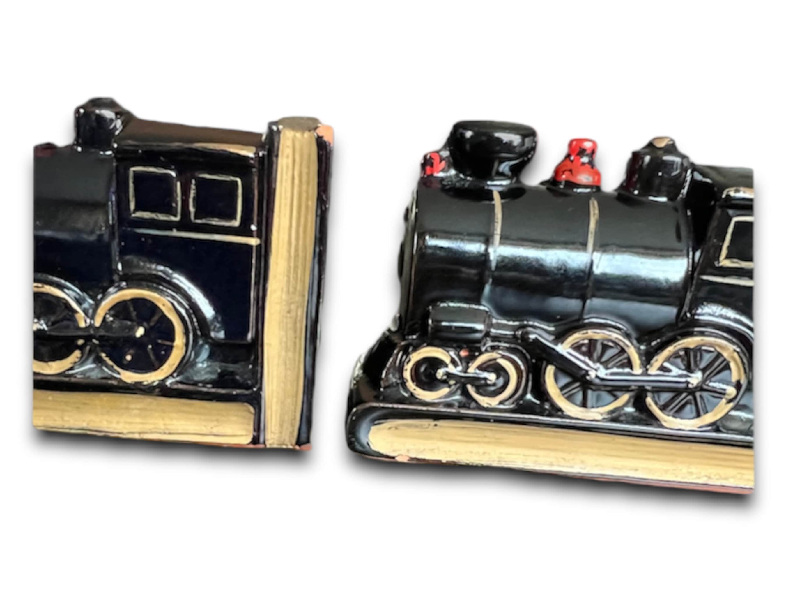 Vintage Locomotive Train Bookends - Etsy
