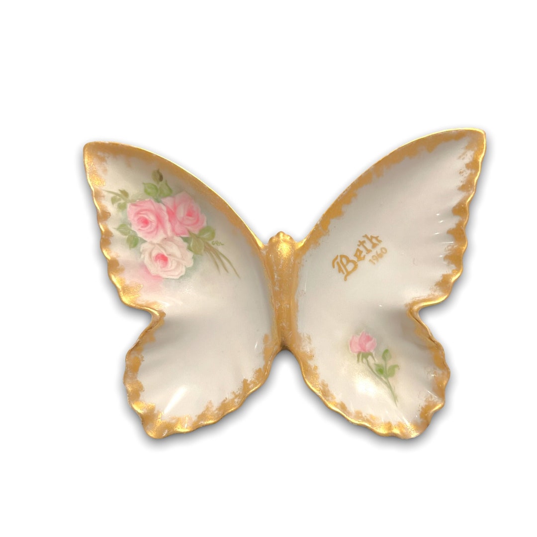 Sweet Porcelain Hand Painted Butterfly Dish beth 1960 - Etsy