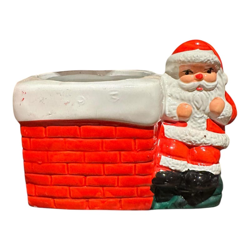 Santa and Chimney Planter - Etsy