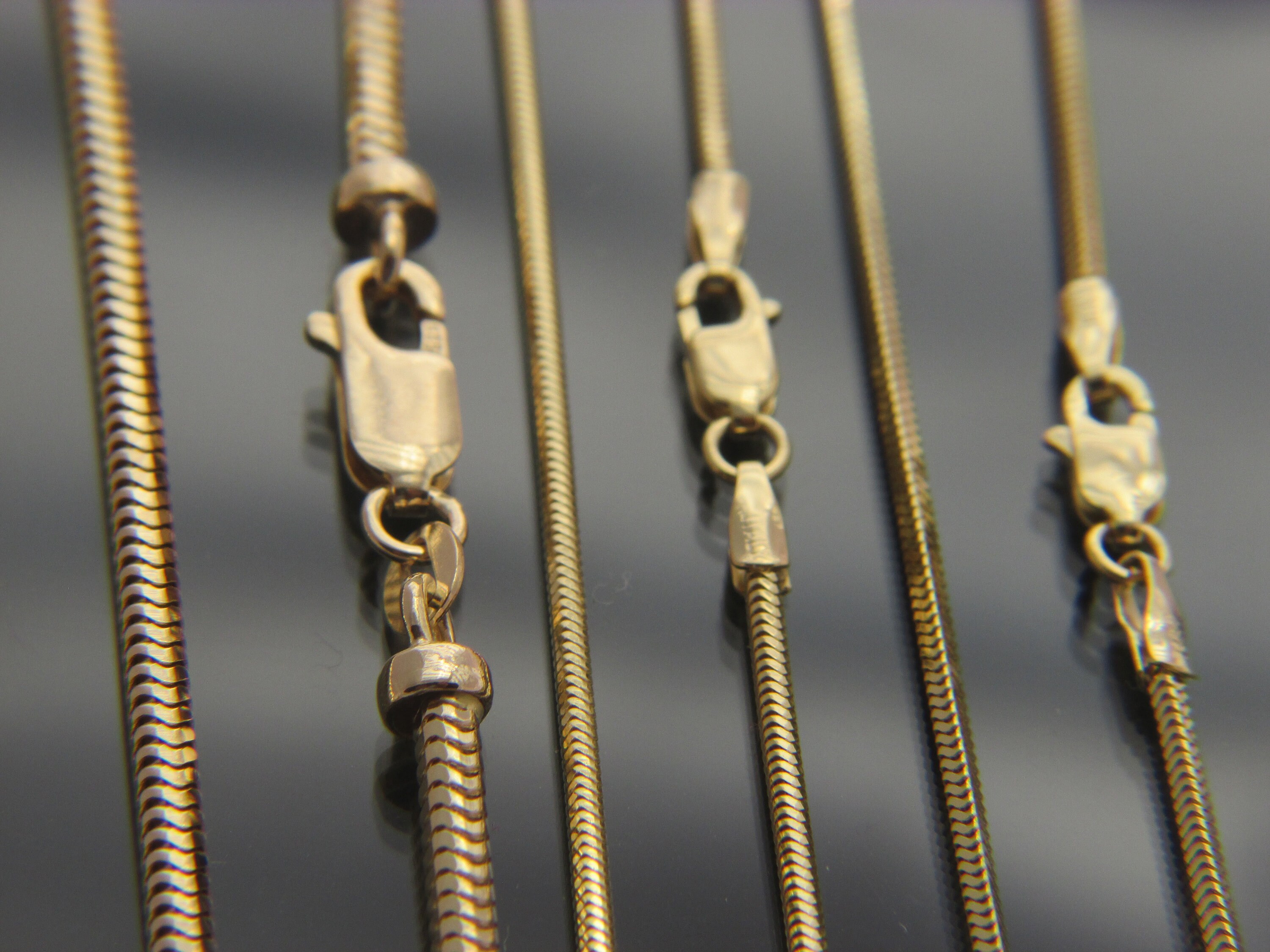 SOLID 14k Gold Snake Necklace Chain in 3 Widths in | Etsy