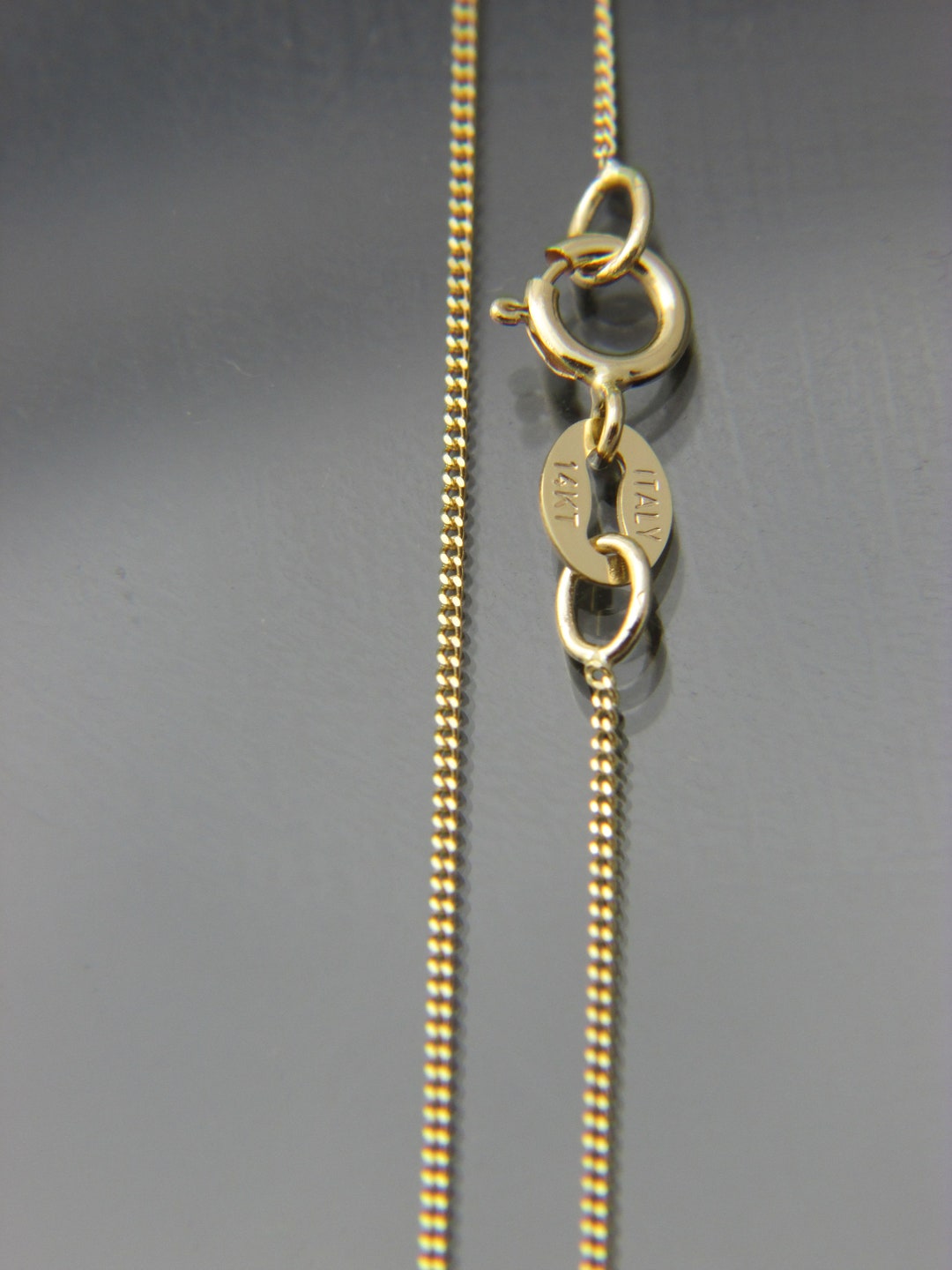 14kt Yellow Gold 1mm D/c Curb Link Chain Necklace Pendant Chain 16",18 ...