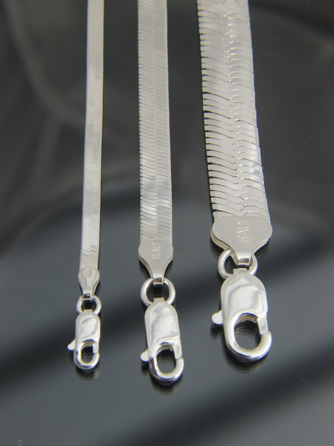 Real 925 Sterling Silver Herringbone Magic Necklaces 3.25mm 6mm 10mm in ...