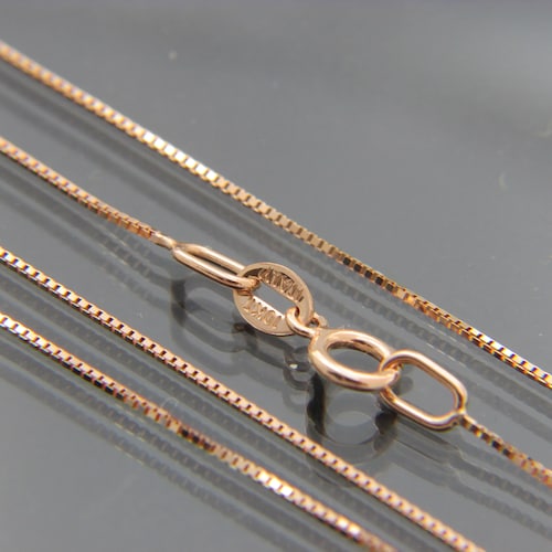 14K Solid Rose Gold Box Chain Necklace 16 17 - Etsy