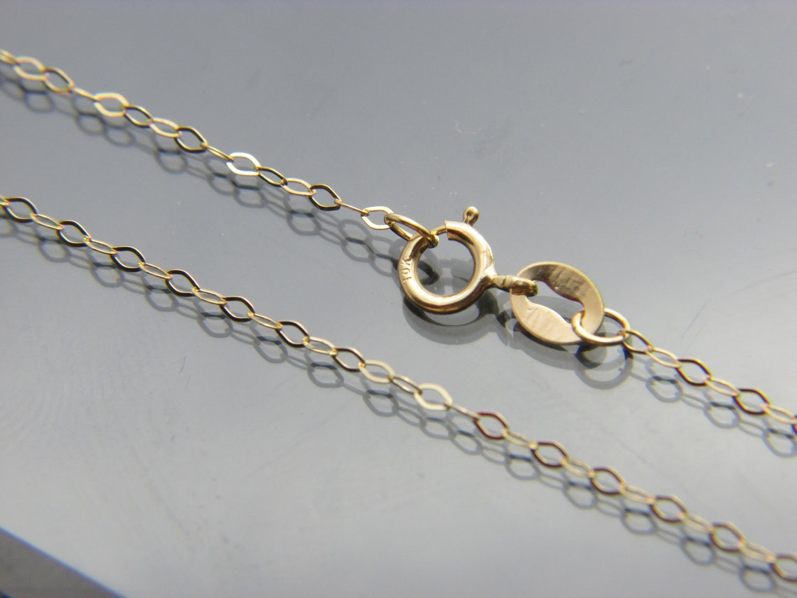 10kt Yellow Gold Flat Link Chain Necklace Pendant Chain - Etsy