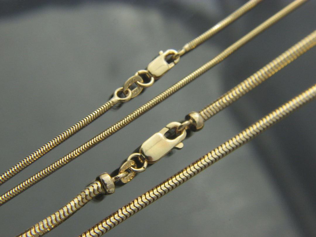 Solid 14k Gold Snake Necklace Chain in 3 Widths in 16",18",20",22",24 ...