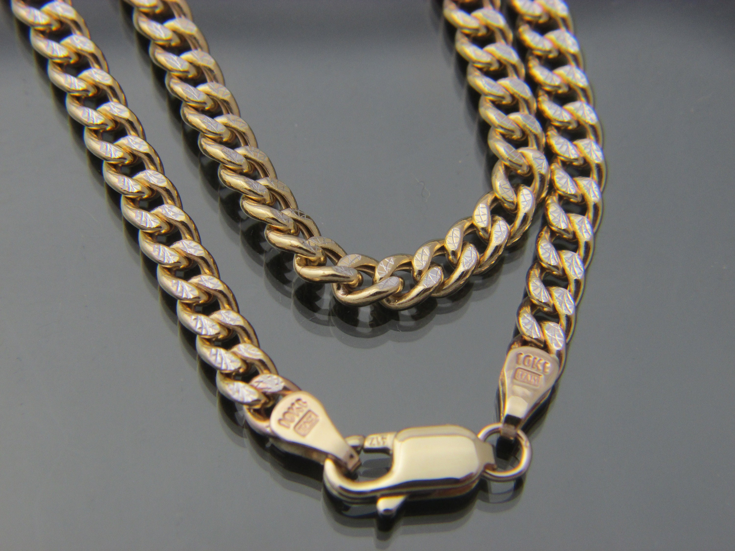 Real 10k Gold Pave Dc Cuban Curb Chain Necklace 3.5mm Real | Etsy