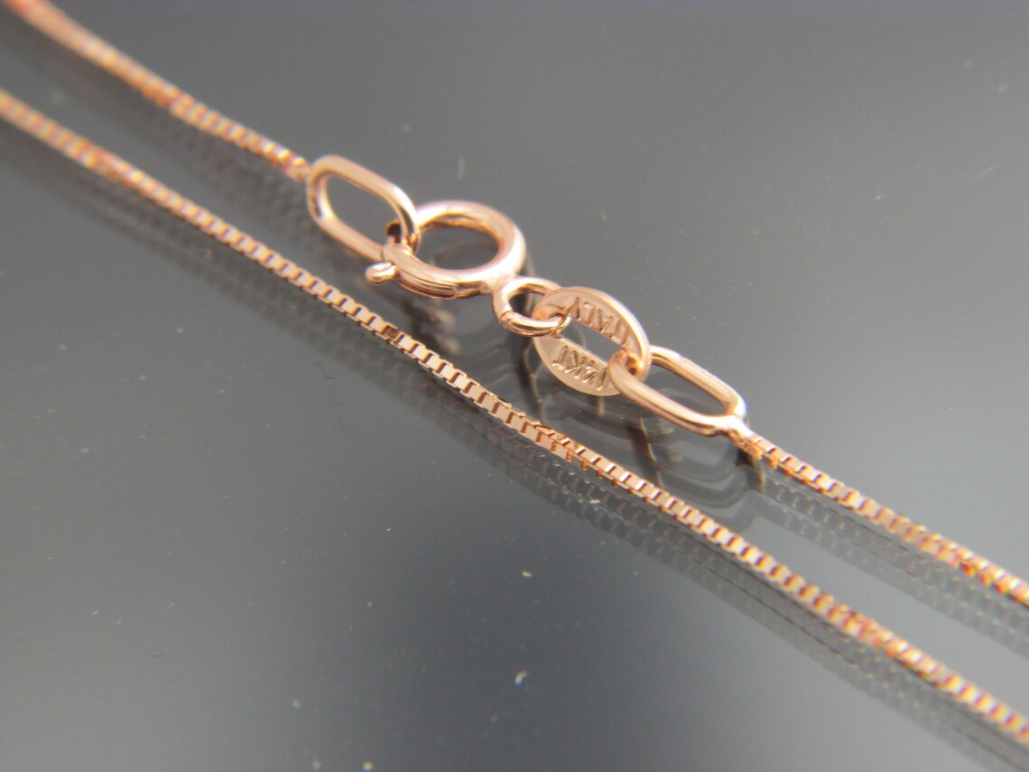 Solid 14k Rose Gold Box Chain WAVE Chain Cable Chain Necklace - Etsy