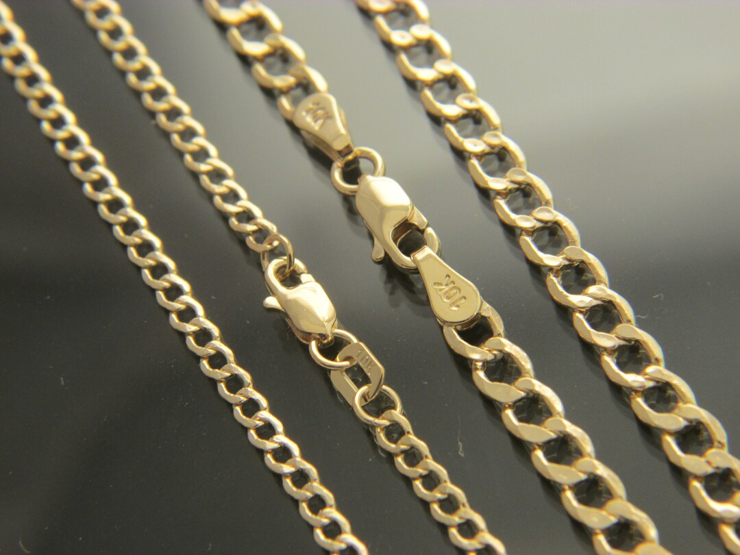 Real 10kt Gold Cuban Link Chain Necklace 2.5mm/4mm 7,8,16,18,20,22,2430 ...