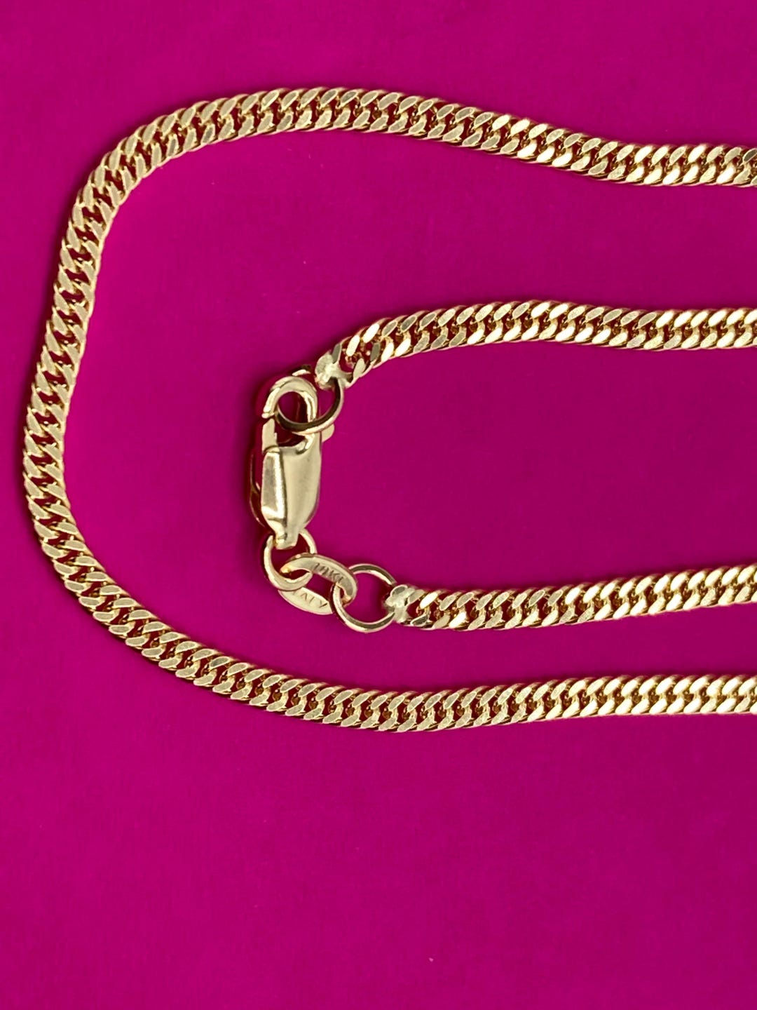 Solid 10k Gold Double Curb 3mm Sturdy Necklace Pure 10kt Gold - Etsy