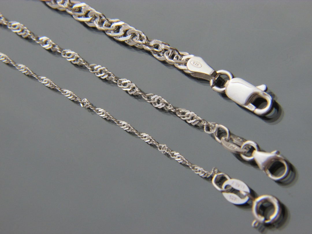 Real Solid 925 Sterling Silver Rope Chain Necklaces 1mm 2mm 4mm in 16 ...