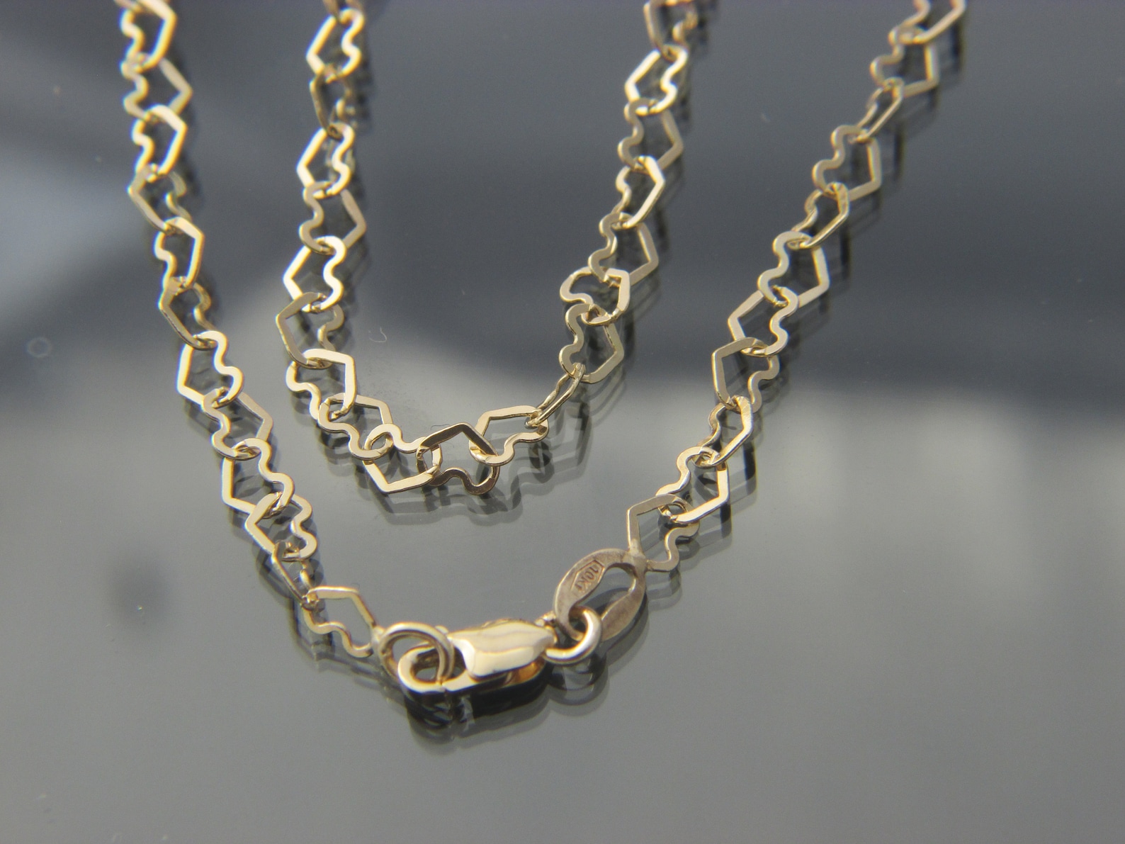 SOLID 10k Gold Heart Link Chain Necklace 3.5mm Chain Bracelet Anklet - Etsy