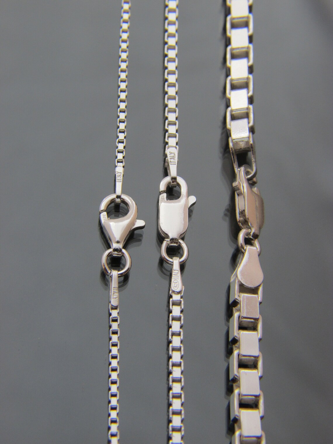 Real Solid 925 Sterling Silver Box Chain Necklaces 1.4mm 2mm 4mm in 16 ...