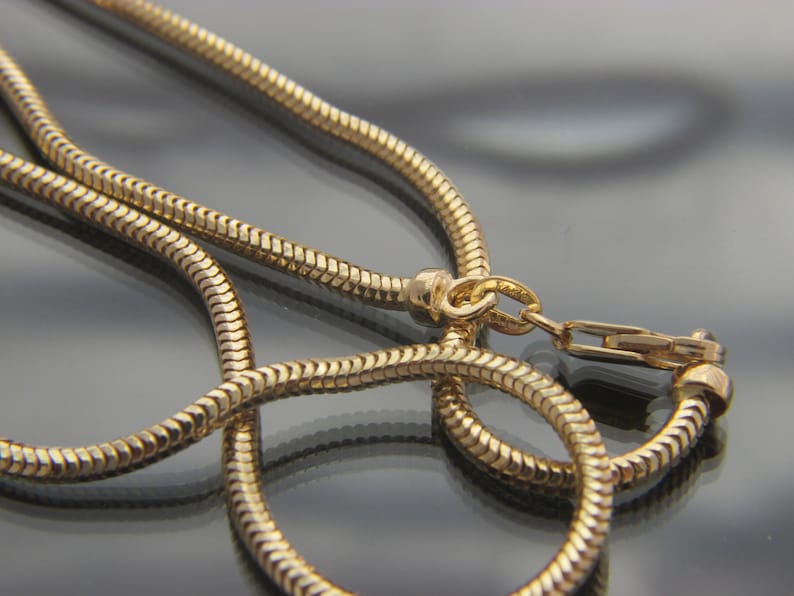 Solid 14k Gold Snake Necklace Chain in 3 Widths in 16",18",20",22",24 ...
