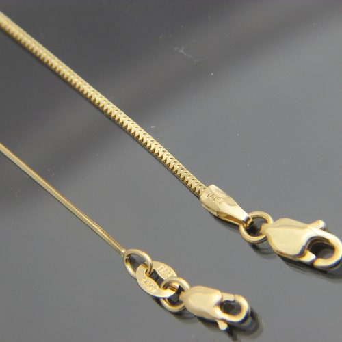 14kt Yellow Gold Square Snake Chain Necklace Chain - Etsy