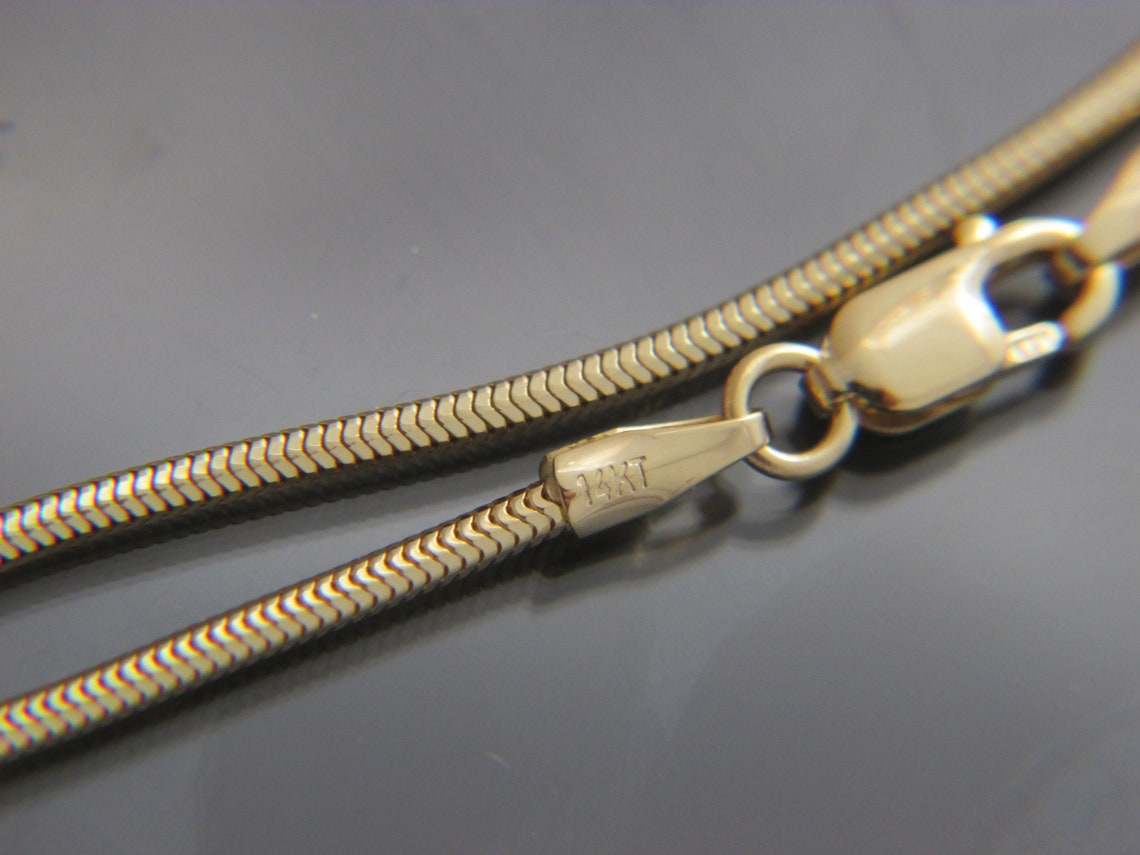 Solid 14k Gold Snake Necklace Chain in 3 Widths in 16",18",20",22",24 ...
