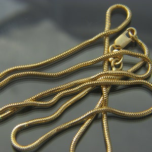 Solid 14k Gold Snake Necklace Chain in 3 Widths in 16",18",20",22",24 ...